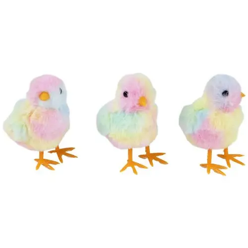 NORTHLIGHT Plush Tie Dye Easter Chick Figurines4.25"set Of 3