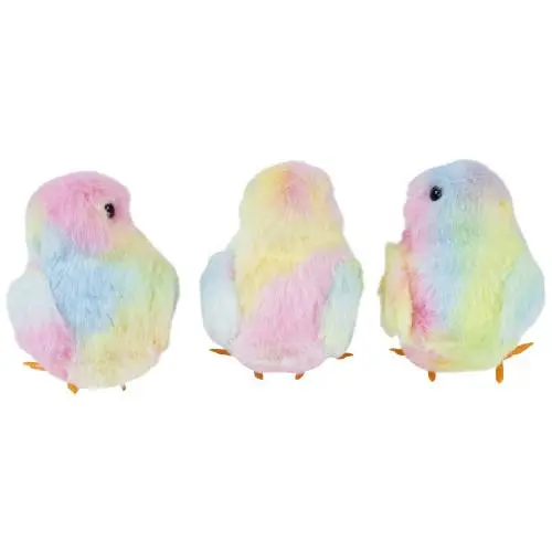 NORTHLIGHT Plush Tie Dye Easter Chick Figurines4.25"set Of 3