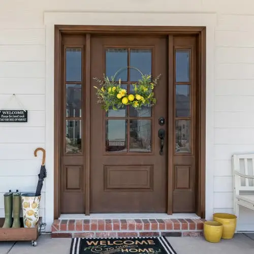 NORTHLIGHT Lemon And Daisy Springtime Half Wreath22"