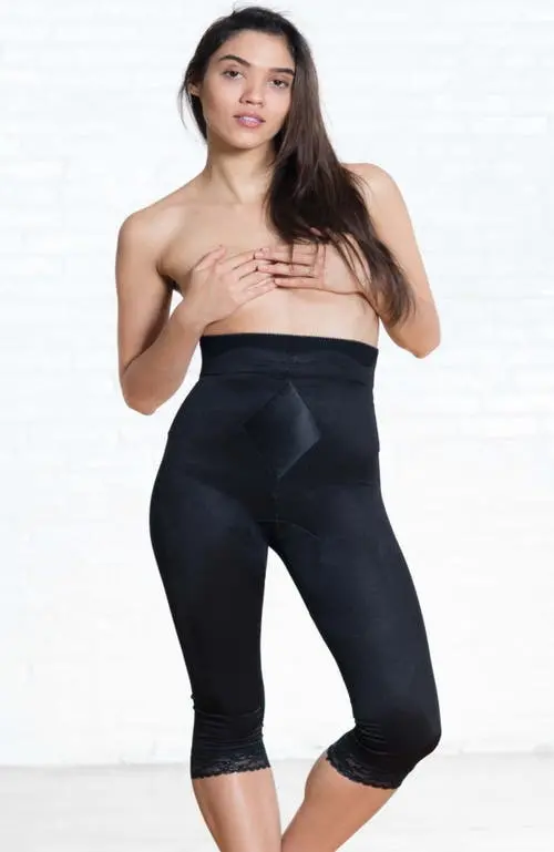 RAGO High Waist Capri Pant Liner With Tummy Control - Black