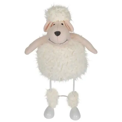 NORTHLIGHT Spring Loaded Lamb With Bandanna Easter Figure16 - White