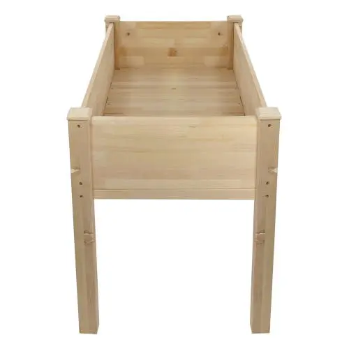 NORTHLIGHT 4ft Natural Wood Raised Garden Bed Planter Box With Liner