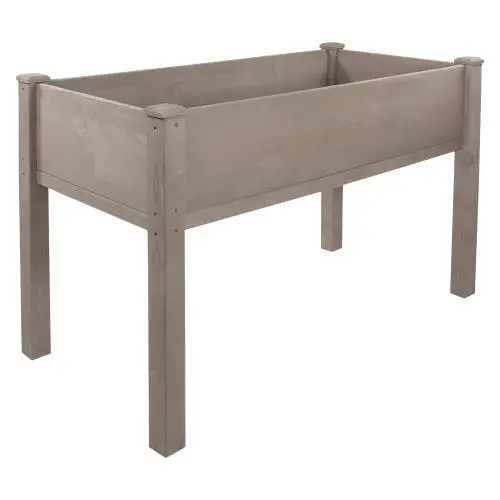 NORTHLIGHT 4ft Wood Raised Garden Bed Planter Box With Liner - Brown