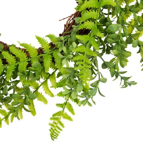 NORTHLIGHT Fern Leaf Artificial Springtime Wreath18"
