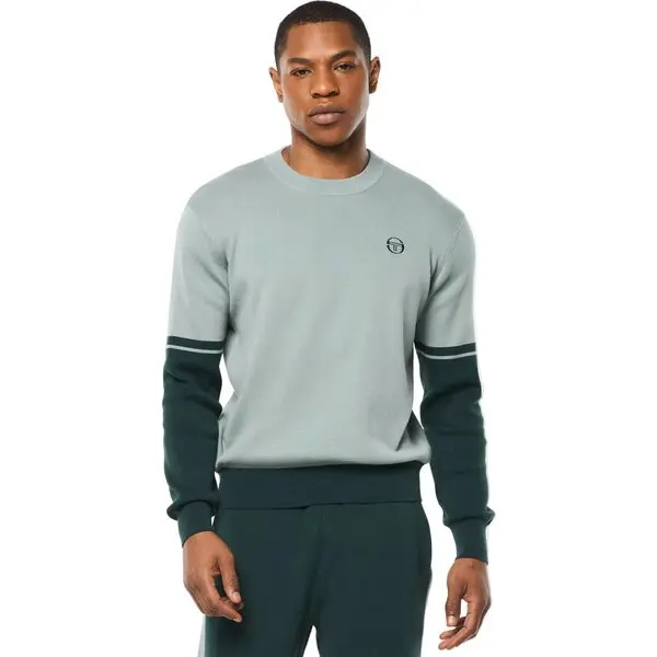 SERGIO TACCHINI Giovane Crewneck Sweatshirt With Color-block Sleeves And Monogram - Slate Gray