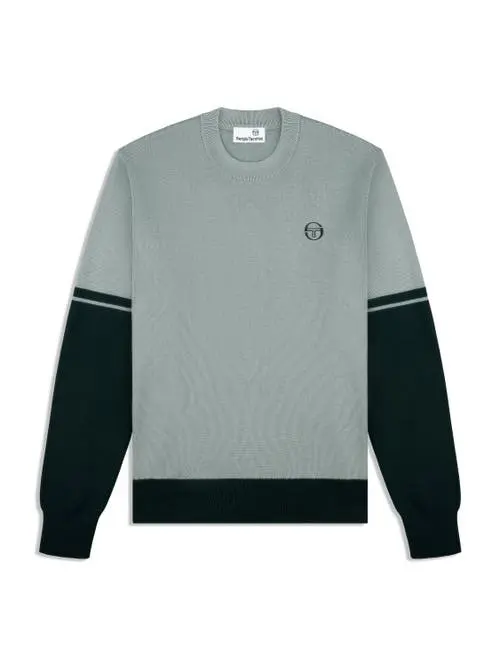 SERGIO TACCHINI Giovane Crewneck Sweatshirt With Color-block Sleeves And Monogram - Slate Gray