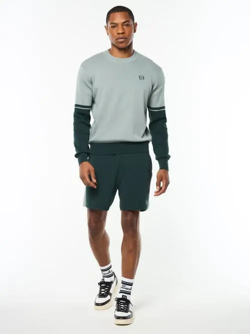 SERGIO TACCHINI Giovane Crewneck Sweatshirt With Color-block Sleeves And Monogram - Slate Gray