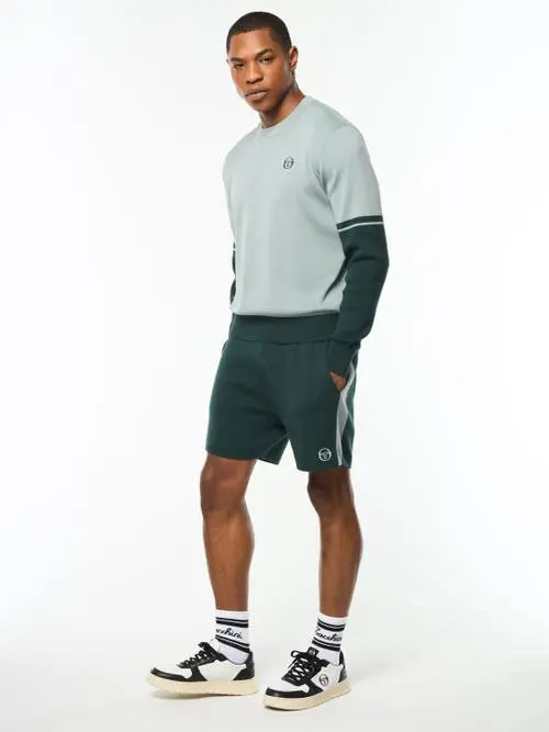 SERGIO TACCHINI Giovane Crewneck Sweatshirt With Color-block Sleeves And Monogram - Slate Gray