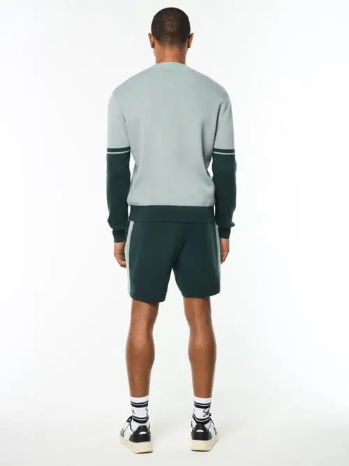 SERGIO TACCHINI Giovane Crewneck Sweatshirt With Color-block Sleeves And Monogram - Slate Gray