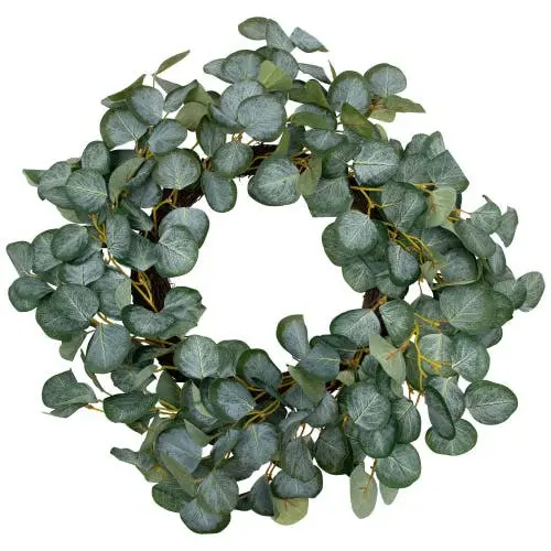 NORTHLIGHT Eucalyptus Leaves Artificial Botanical Spring Wreath20 - Green