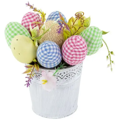 NORTHLIGHT Easter Egg Spring Potted Floral Arrangement7 - Multi