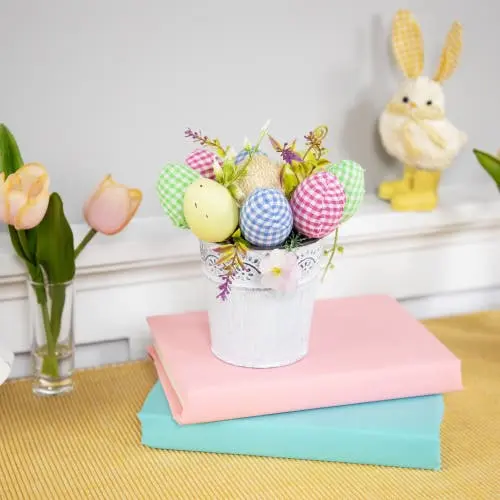 NORTHLIGHT Easter Egg Spring Potted Floral Arrangement7