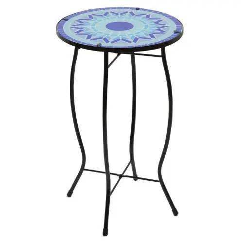 NORTHLIGHT 19" Sun Mosaic Glass Patio Side Table