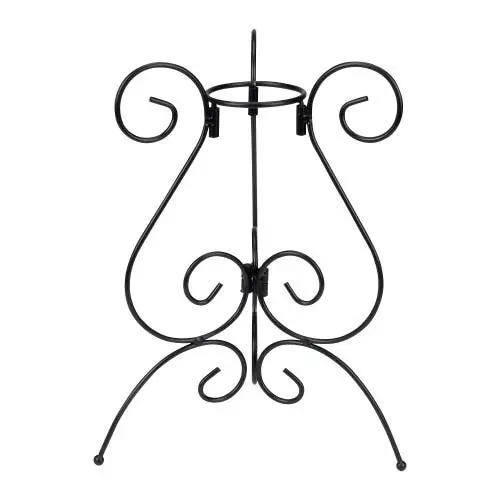 NORTHLIGHT 11.25" Curved Scroll Design Outdoor Patio Garden Gazing Ball Stand - Black