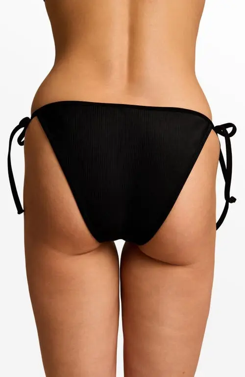 Pepper Cheeky Tie String Bikini Bottom - Black