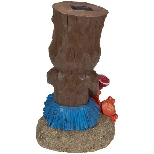 NORTHLIGHT 13.75" Solar Lighted Polynesian Outdoor Garden Smiling Tiki Statue