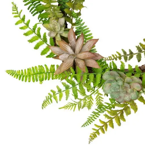 NORTHLIGHT Succulents And Foliage Artificial Spring Twig Wreath