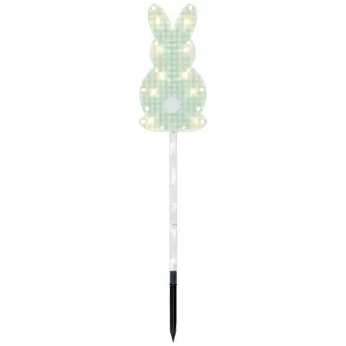 NORTHLIGHT Lighted Plaid Easter Bunny Outdoor Pathway Markers28.5"set Of 4