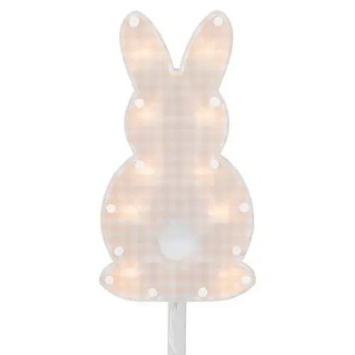 NORTHLIGHT Lighted Plaid Easter Bunny Outdoor Pathway Markers28.5"set Of 4