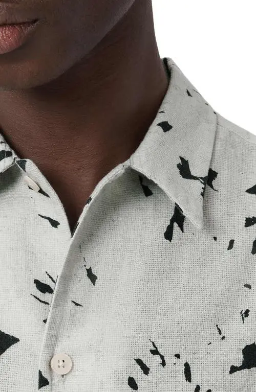 ALLSAINTS Giron Floral Linen & Cotton Short Sleeve Button-up Shirt - Sharp White