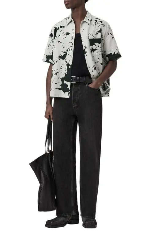 ALLSAINTS Giron Floral Linen & Cotton Short Sleeve Button-up Shirt - Sharp White