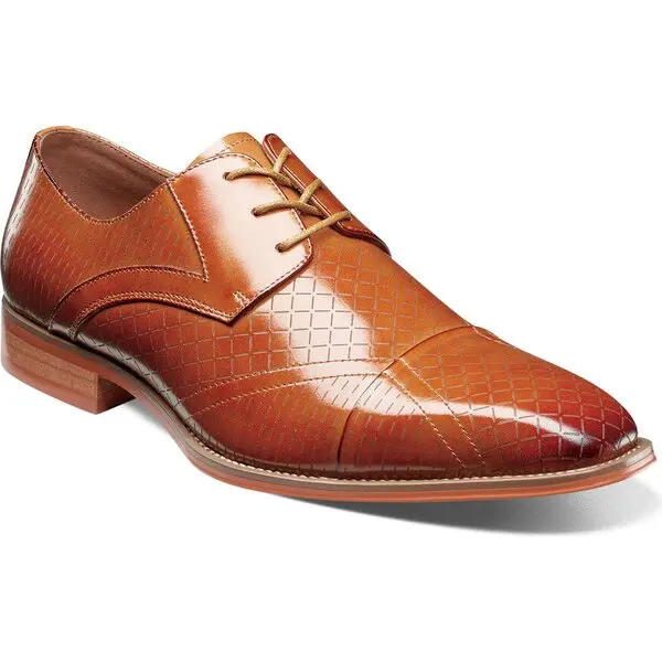 STACY ADAMS Hobson Cap-toe Derby - Tan