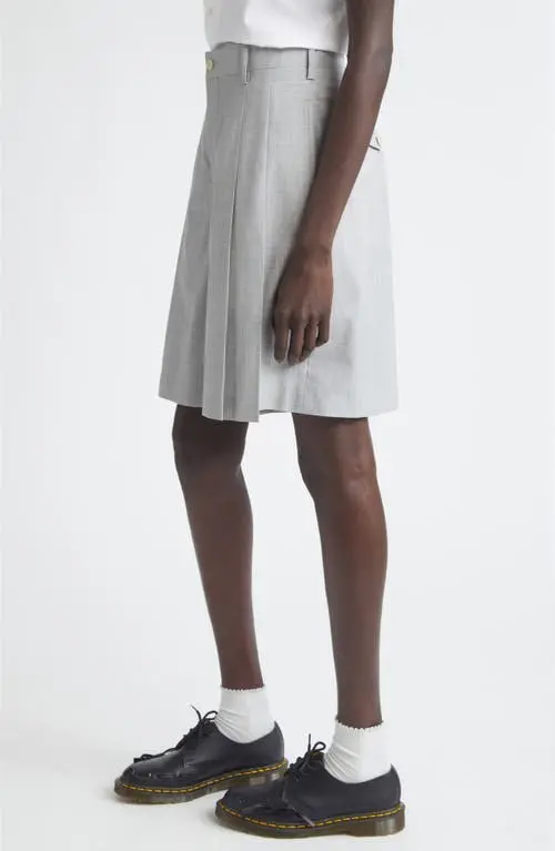 Comme Des Garçons Pleated Yarn-dyed Tropical Wool Shorts