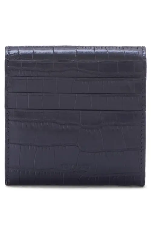 TOM FORD Aube Croc Embossed Leather Flap Card Case - Black