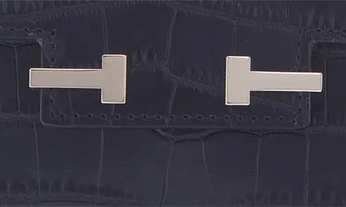 TOM FORD Aube Croc Embossed Leather Flap Card Case - Black