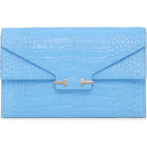 TOM FORD Mini Aube Croc-embossed Leather Shoulder Bag - Lichen Blue