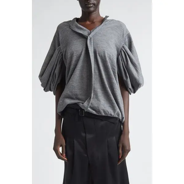 Junya Watanabe Fine Gauge Worsted Wool Jersey Sweater - Top Gray
