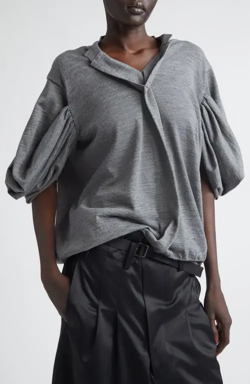 Junya Watanabe Fine Gauge Worsted Wool Jersey Sweater - Top Gray