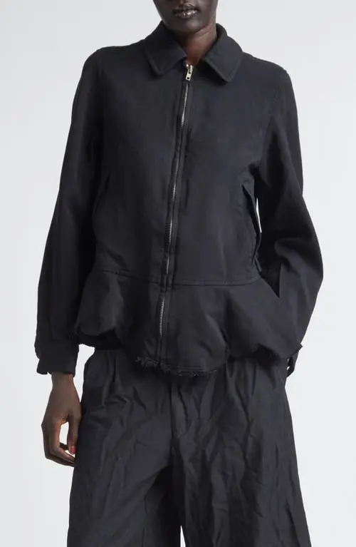Comme Des Garçons Raw Edge Gabardine Peplum Jacket