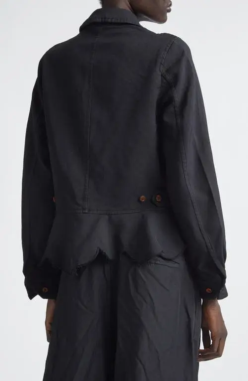 Comme Des Garçons Raw Edge Gabardine Peplum Jacket