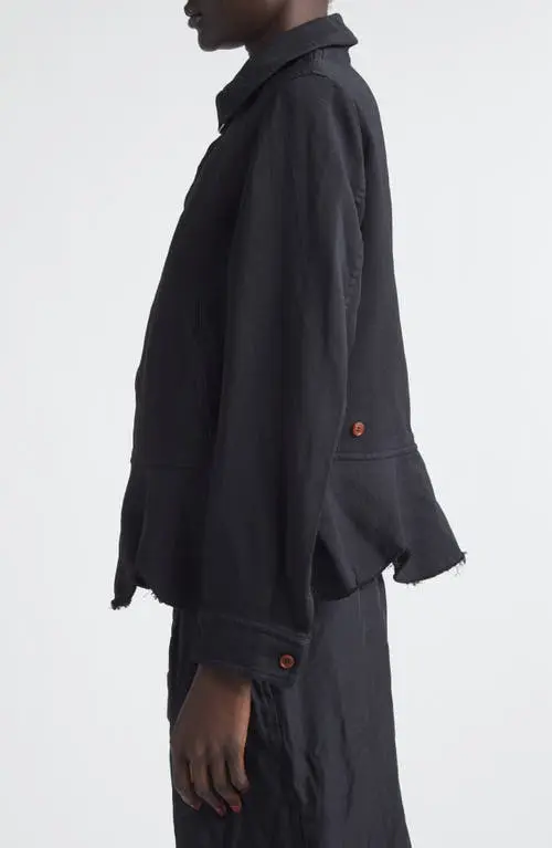 Comme Des Garçons Raw Edge Gabardine Peplum Jacket