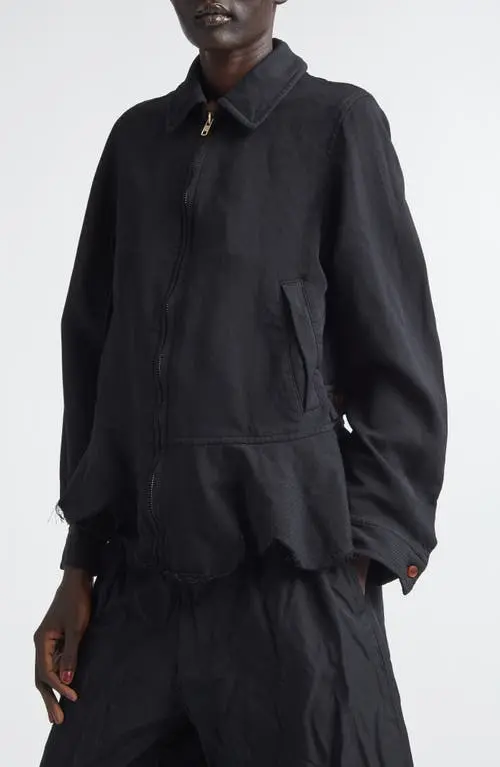 Comme Des Garçons Raw Edge Gabardine Peplum Jacket