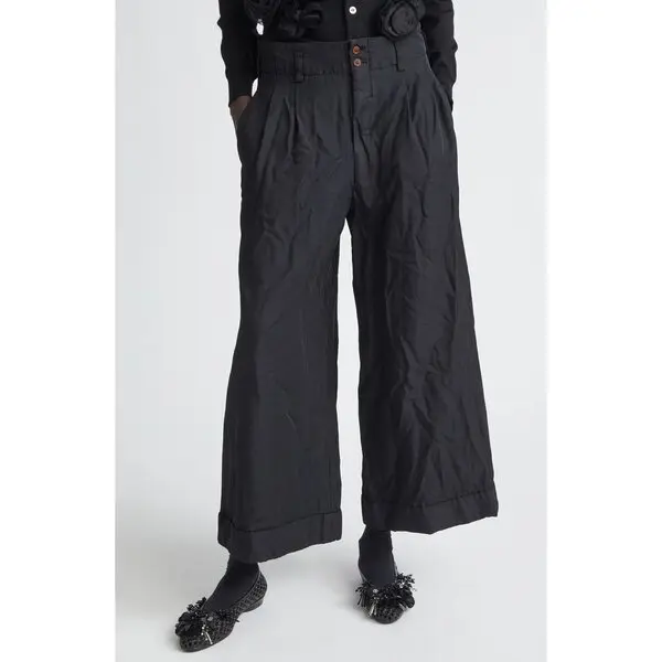 Comme Des Garçons Crinkled Twill Wide-leg Pants