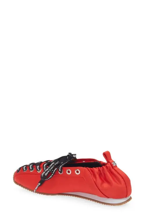 GANNI Sporty Lace-up Ballerina Flat - Goji Berry