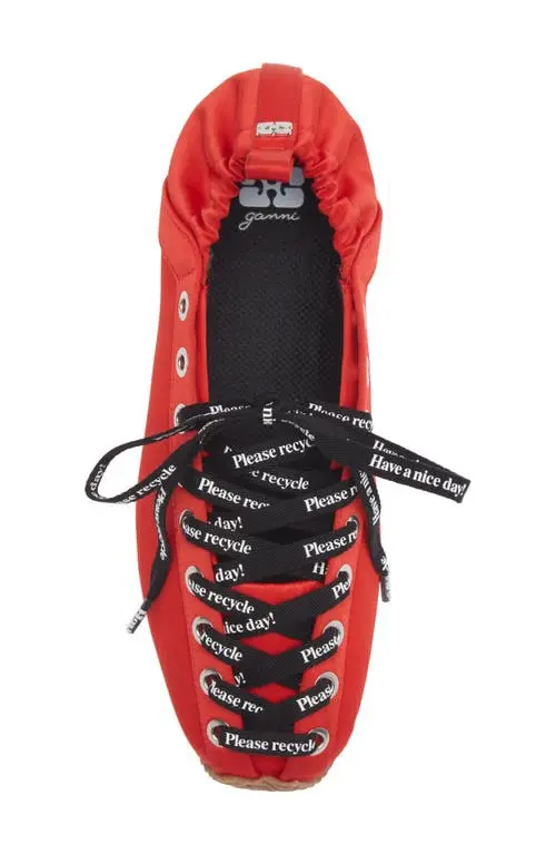 GANNI Sporty Lace-up Ballerina Flat - Goji Berry