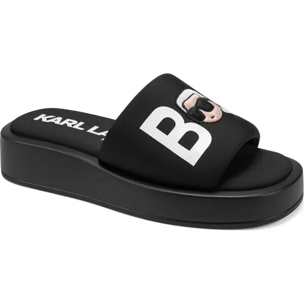 Karl Lagerfeld Paris Opal Bonjour Platform Slide Sandal - Black