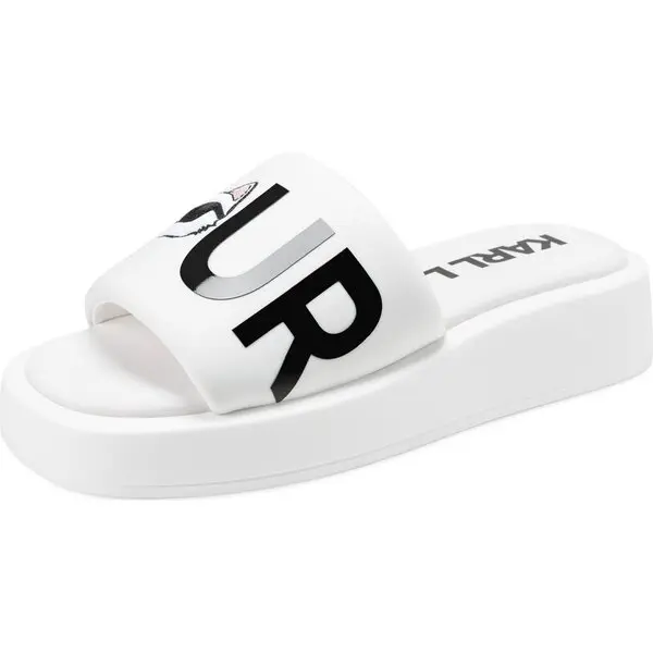 Karl Lagerfeld Paris Opal Bonjour Platform Slide Sandal - Bright White