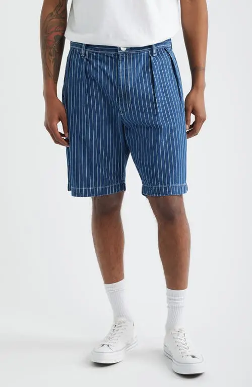SERVICE WORKS Part Timer Pinstripe Denim Shorts - Indigo