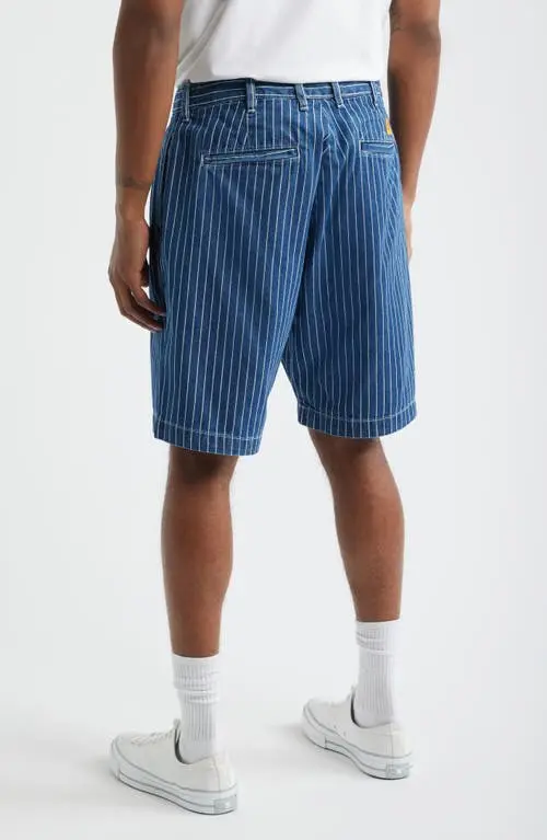 SERVICE WORKS Part Timer Pinstripe Denim Shorts - Indigo