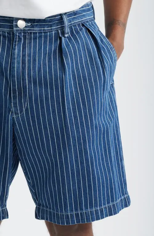 SERVICE WORKS Part Timer Pinstripe Denim Shorts - Indigo