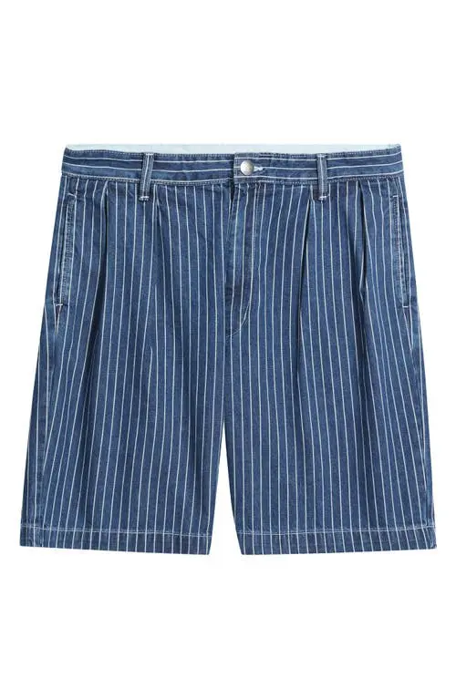 SERVICE WORKS Part Timer Pinstripe Denim Shorts - Indigo