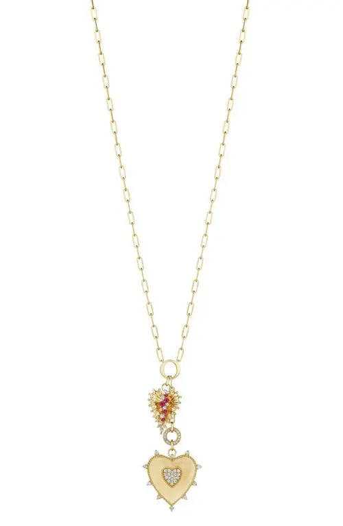 Hueb Penka Heart & Leaf Necklace - Yellow Gold