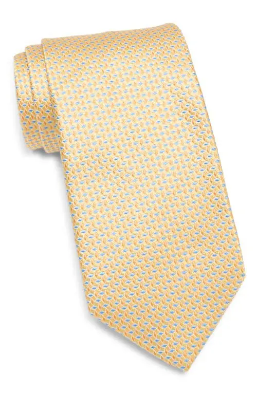 David Donahue Geo Jacquard Neck Tie - Yellow