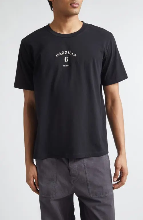 MAISON MARGIELA Signature Embroidered Logo Graphic T-shirt - Black