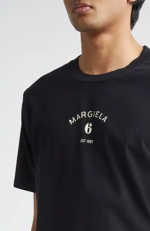MAISON MARGIELA Signature Embroidered Logo Graphic T-shirt - Black