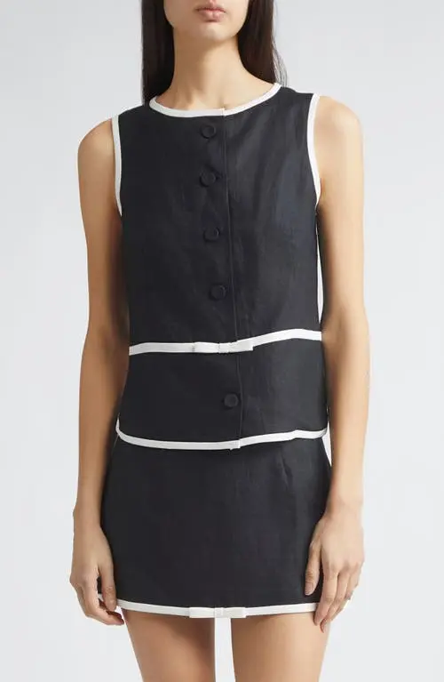 TANNER FLETCHER Pauline Linen Bow Top